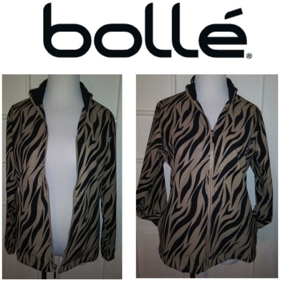 bolle | Jackets & Coats | Bolle Black Khaki Animal Print Jacket M ...